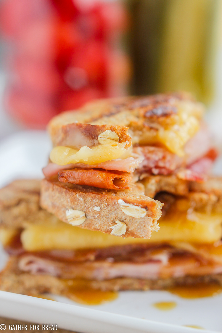 Bacon Ham Grilled Cheese with Brown Sugar Mustard Sauce